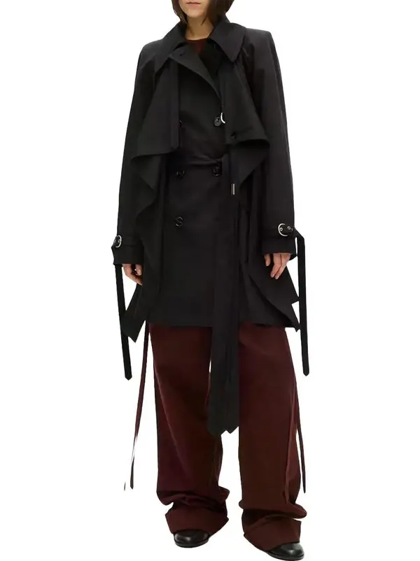 ANN DEMEULEMEESTER Reppa Draped Trench Coat - Black