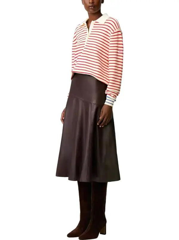 Claudie Pierlot Leather Midi Skirt - Red