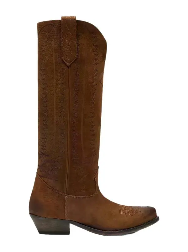 GOLDEN GOOSE Wish Star Laser Cut Upper Boots - Brown