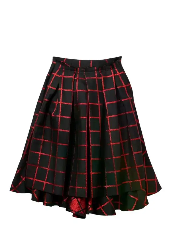 Comme Des Garçons Ruffled Grid Skirt - Black