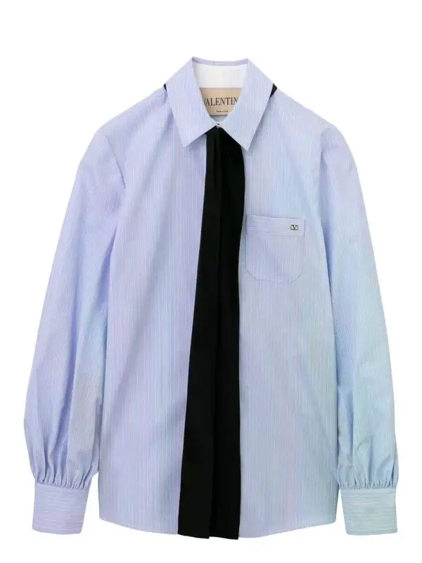 Valentino Garavani Embellished Striped Shirt - Blue