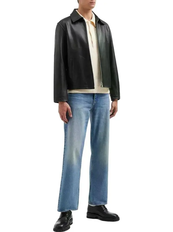 SUNFLOWER Leather Zip-up Jacket - Black