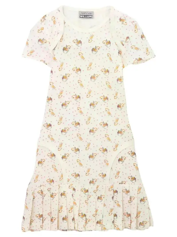 Ashley Williams Graphic Print Short Sleeve Dress - Neutrals