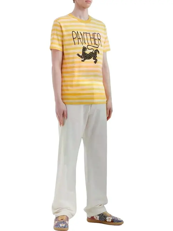 Valentino Garavani Panther Striped T-shirt - Yellow