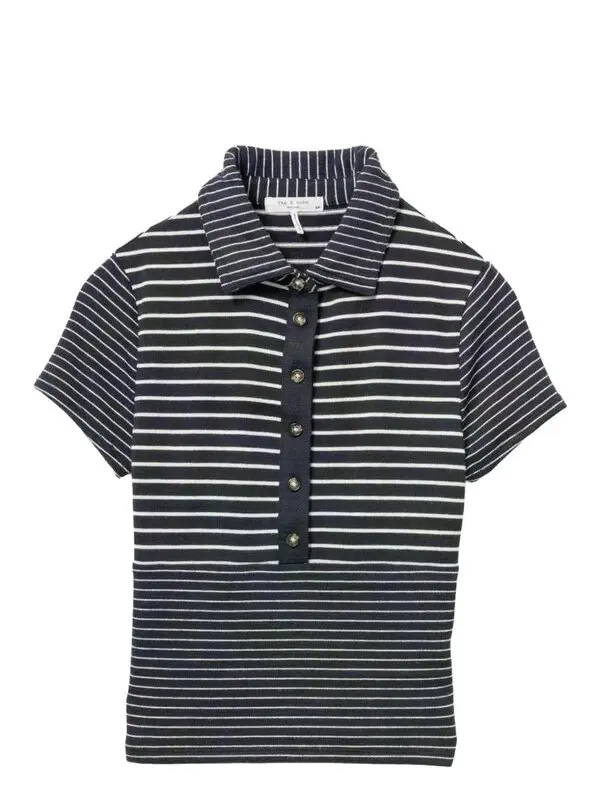 Rag & Bone Striped Short-sleeve Polo Shirt - Blue