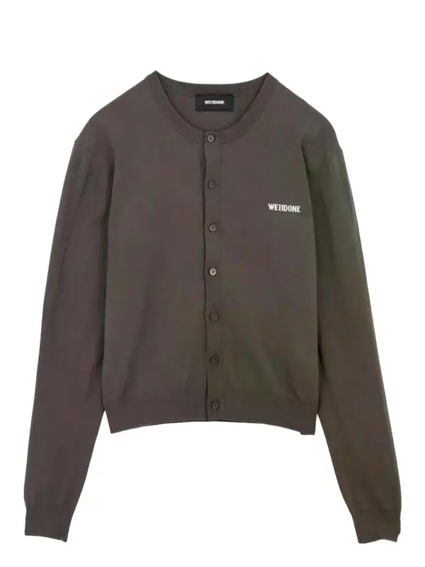 We11Done Crew Neck Long Sleeve Cardigan - Grey