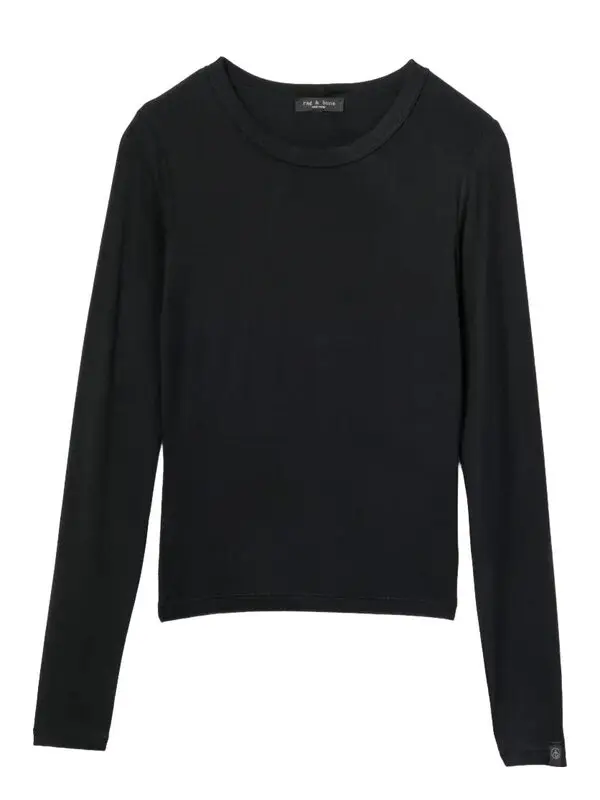 Rag & Bone Long Sleeve Crew Neck Top - Black