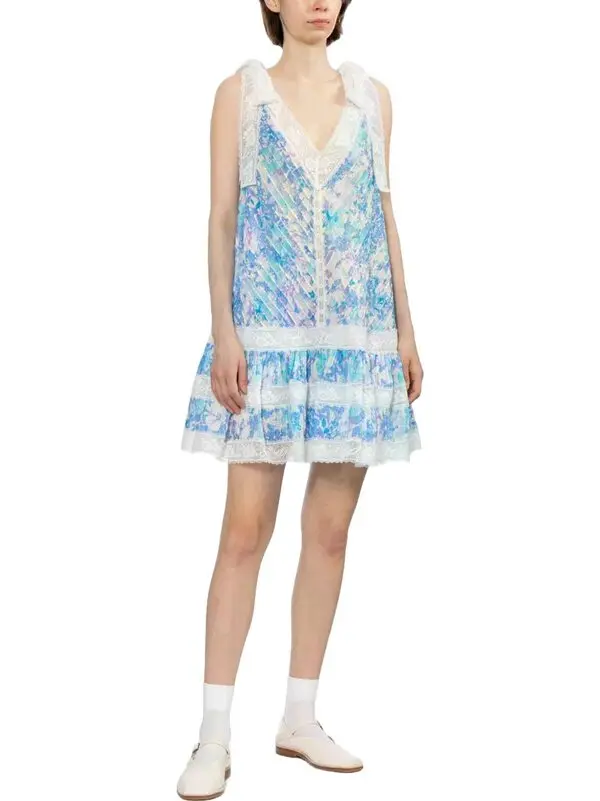 Zimmermann Lace-trimmed Floral-print Dress - Blue
