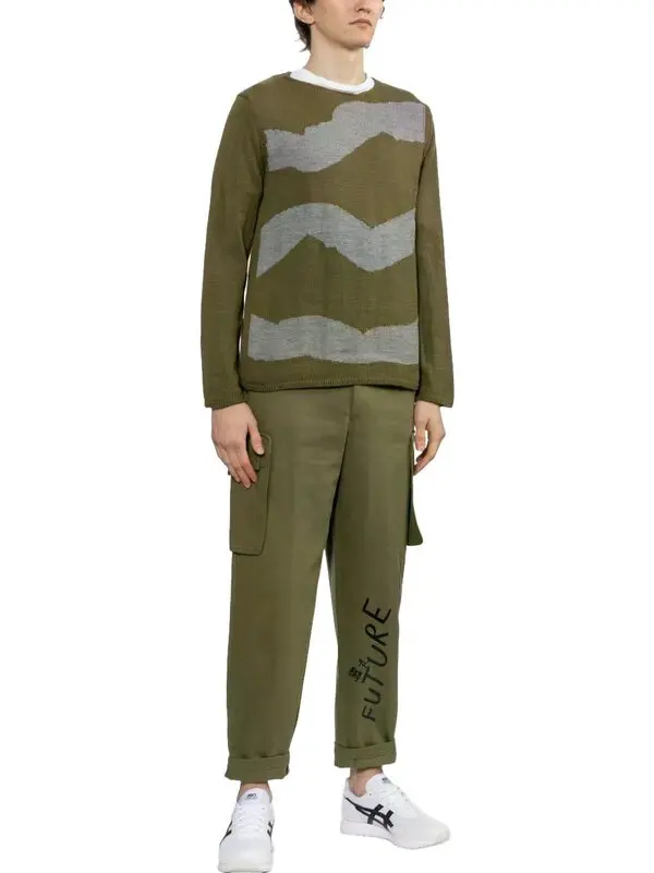 Comme Des Garçons Pattern Knitted Crew Neck Sweater - Green