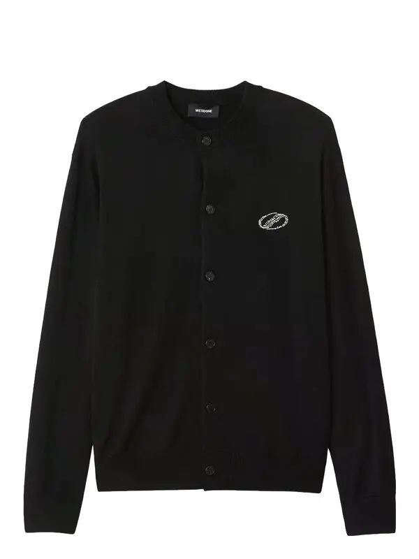 We11Done Rhinestone Logo Embellished Cardigan - Black
