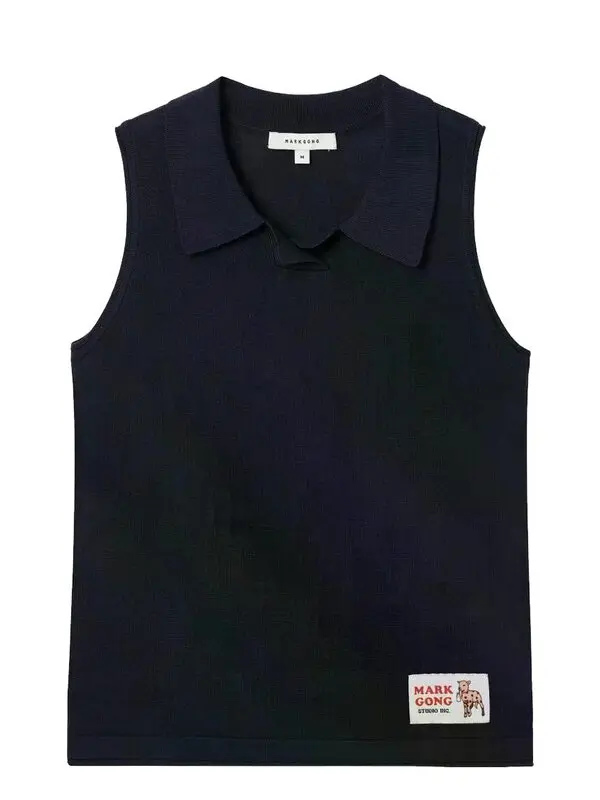 MARKGONG Long-sleeved T-shirt And Polo-collar Tank Top Set - Blue