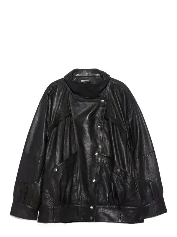 Bimba Y Lola Leather Jacket With Volume - Black
