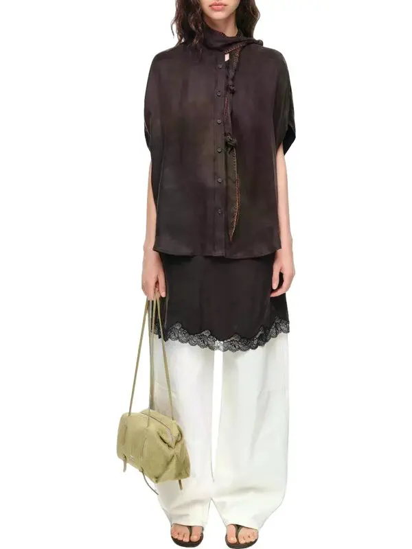 Bimba Y Lola Black Washed Cape Shirt With Knotted Neckline - Grey