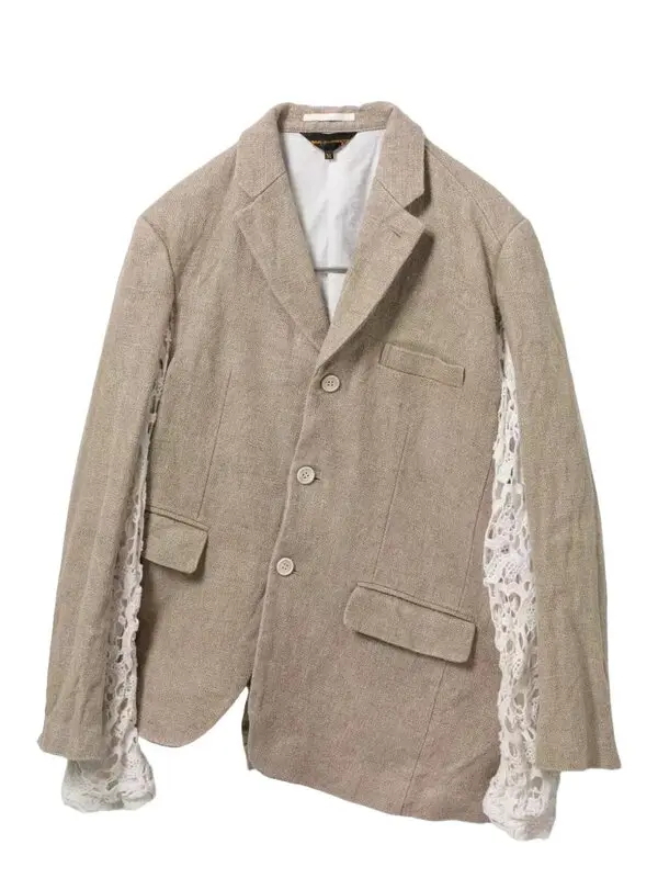 Comme Des Garçons Asymmetrical Blazer With Lace Detailing - Neutrals