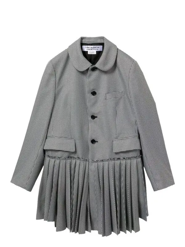 Comme Des Garçons Pleated Check Coat - Black