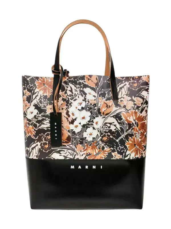 Marni Floral Print Tote Bag - Black