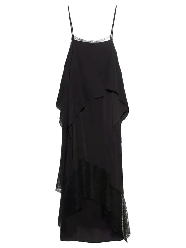 Bimba Y Lola Flowy Layered Dress With Lace Trim - Black