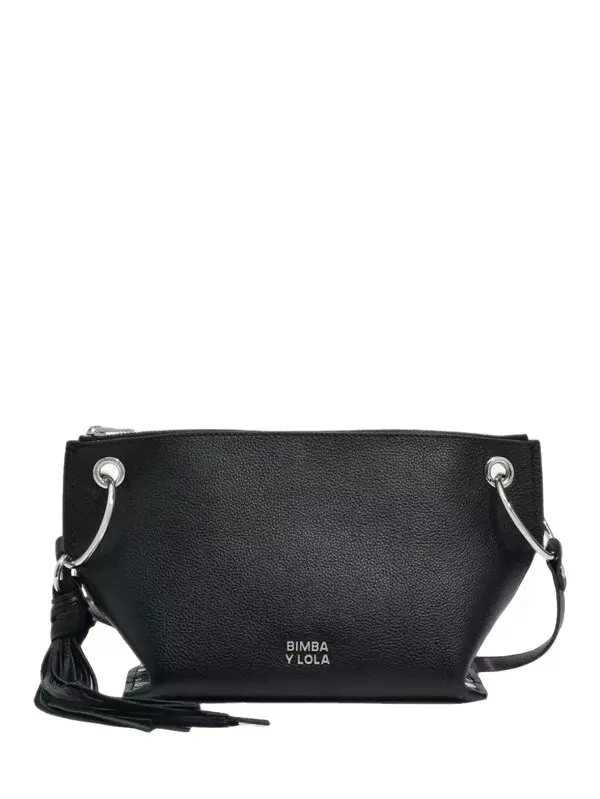 Bimba Y Lola Medium Trapezoid Leather Bag With Decorative Charm - Black