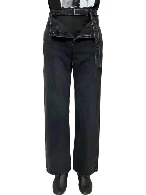 Sacai Belted Layered Jeans - Black