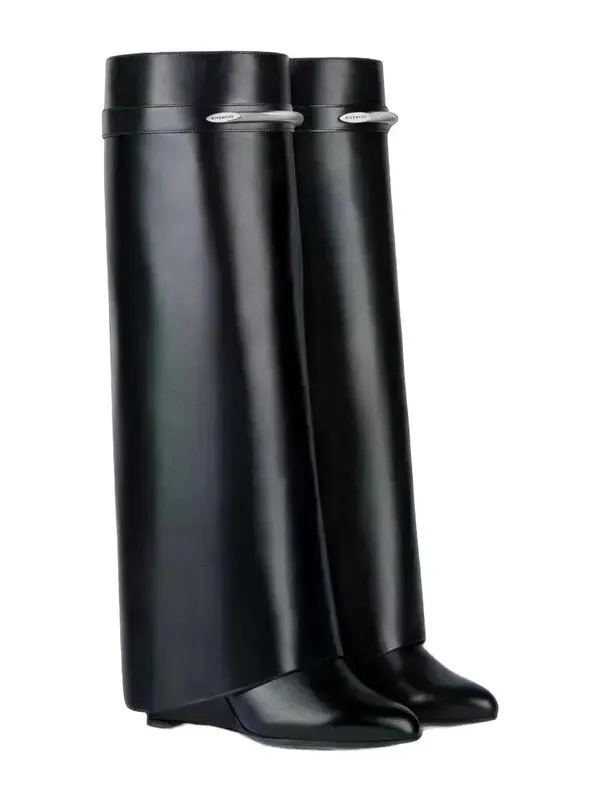Givenchy Shark Pinch Almond-toe Wedge Boots - Black