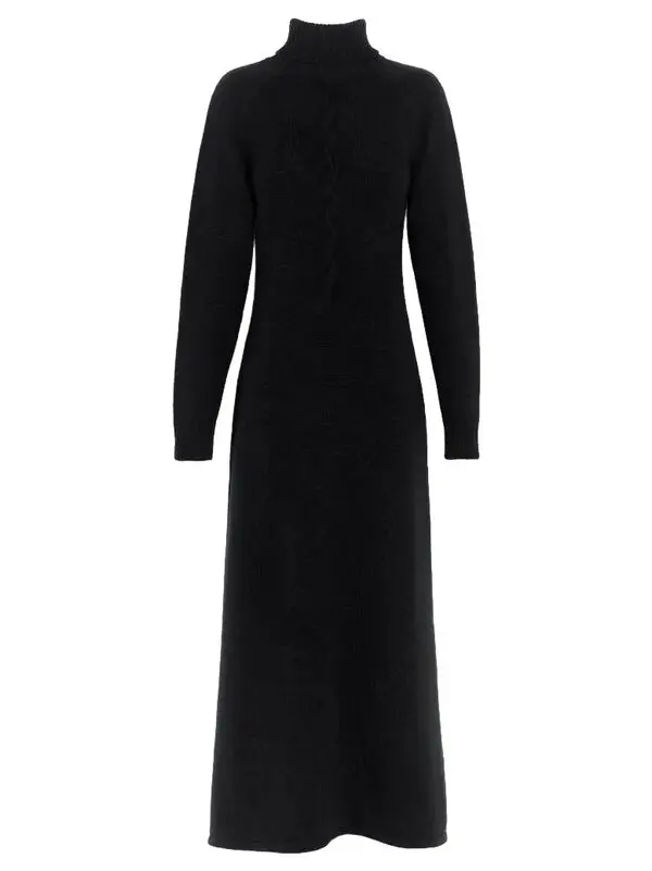 BARRIE Cable-knit Roll-neck Maxi Dress - Black