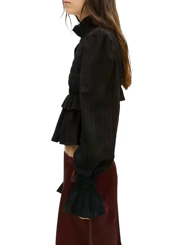 ANN DEMEULEMEESTER Ruffled Cropped Blouse - Black