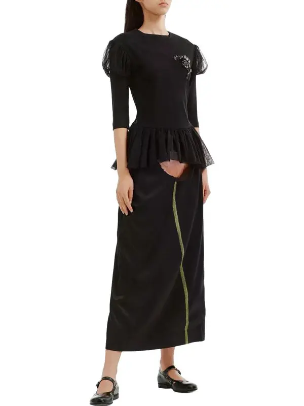Simone Rocha Embellished Peplum Top - Black