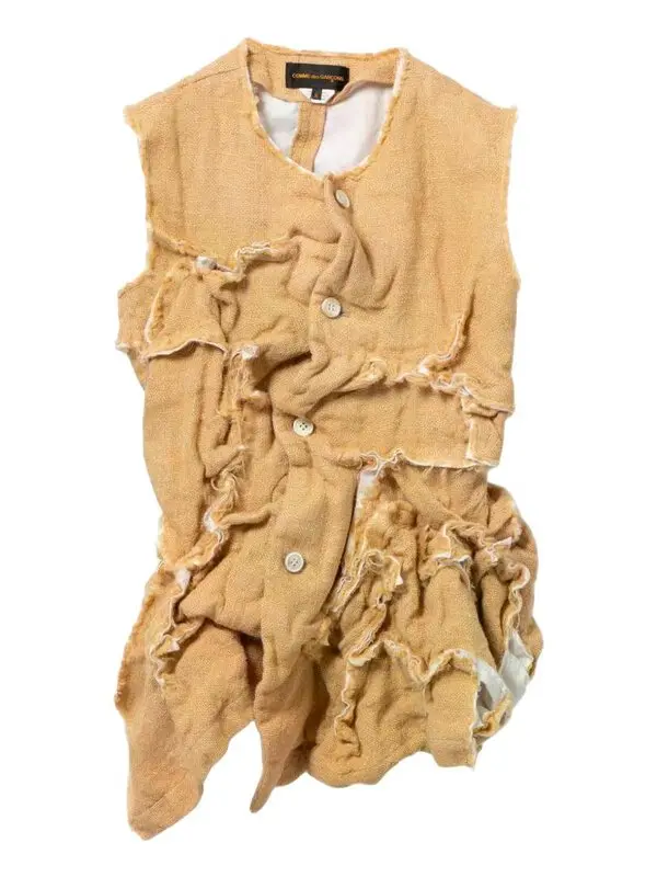 Comme Des Garçons Ruffled Frayed-edge Sleeveless Jacket - Neutrals