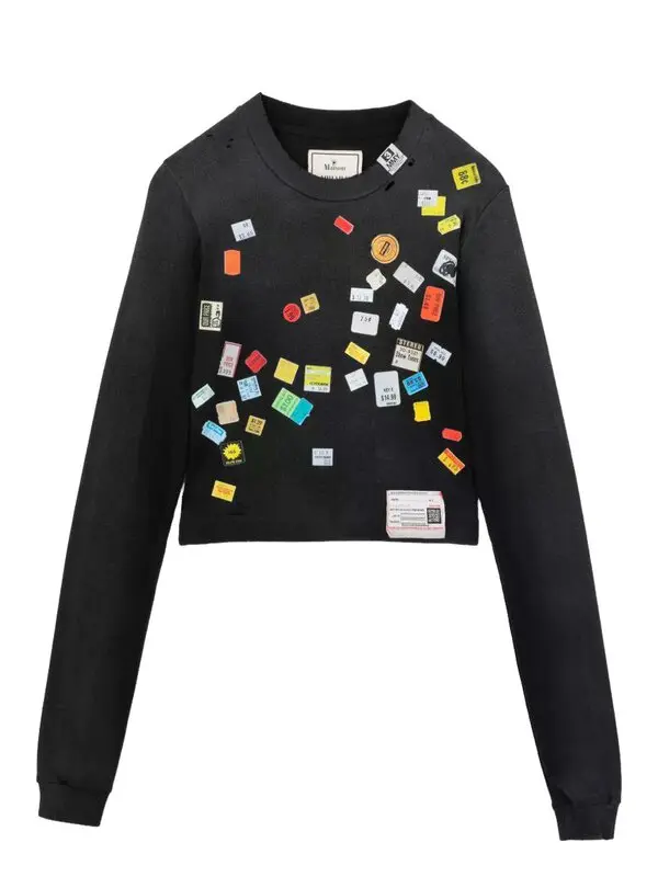 Mihara Yasuhiro Price-tag Sticker Crop T-shirt - Grey