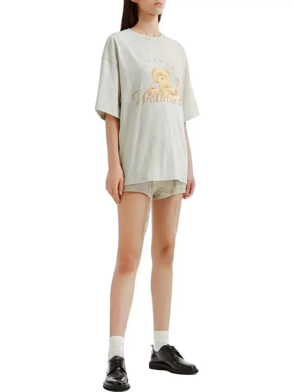 We11Done Teddy Bear Print Oversized T-shirt - Grey