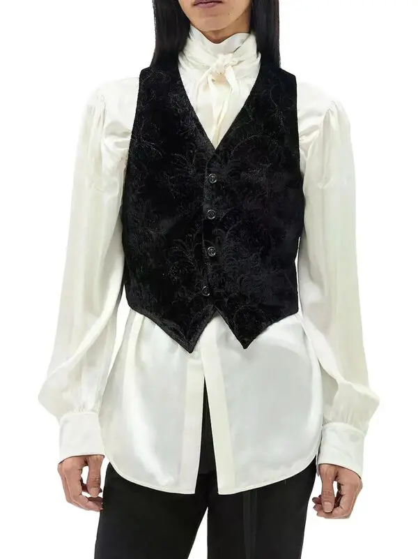 ANN DEMEULEMEESTER Kaare Paisley-embroidered Velvet Waistcoat - Black