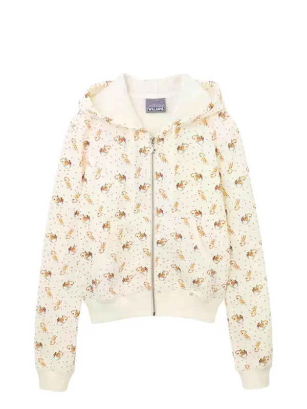 Ashley Williams Graphic Print Zip-up Hoodie - Neutrals