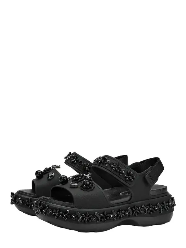 CROCS Simone Rocha X Embellished Floral Platform Sandals - Black