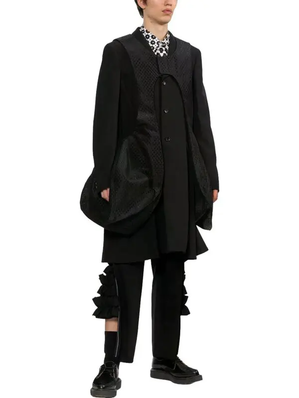 Comme Des Garçons Monogram Pattern Open Coat - Black