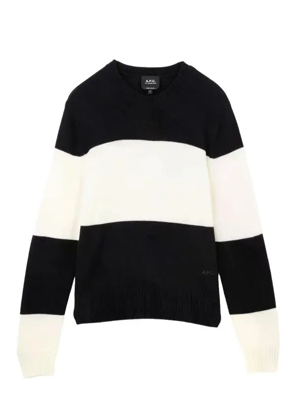 A.p.c. Striped Crew Neck Jumper - Blue