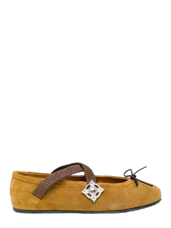 Toga Leather Ballet Flats - Brown