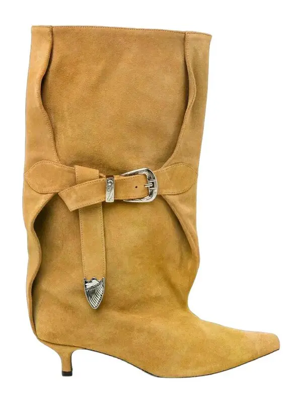 Toga Suede Buckle Detail Boots - Neutrals