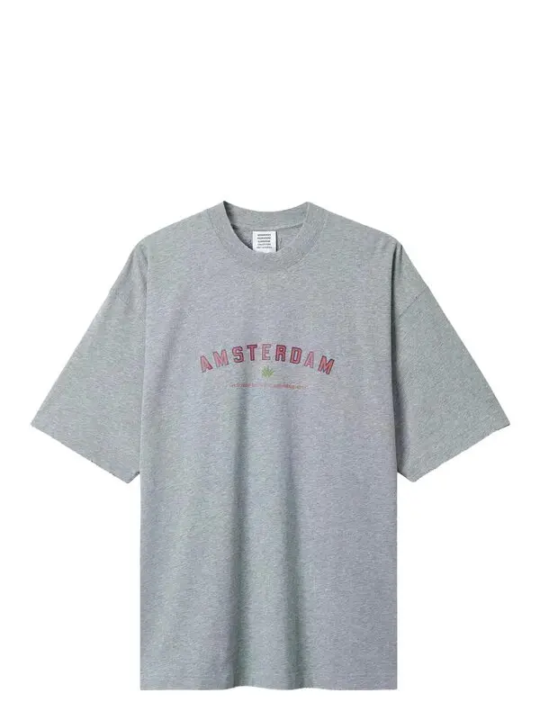 Vetements Oversized Graphic Print Distressed T-shirt - Grey