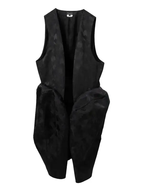 Comme Des Garçons Jacquard Open Vest Coat - Black