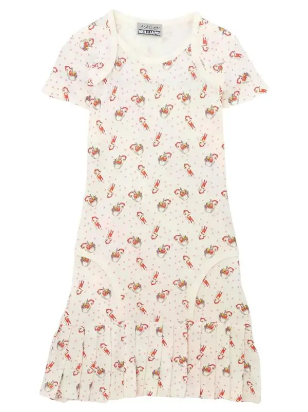 Ashley Williams Graphic Print Pleated Dress - Neutrals