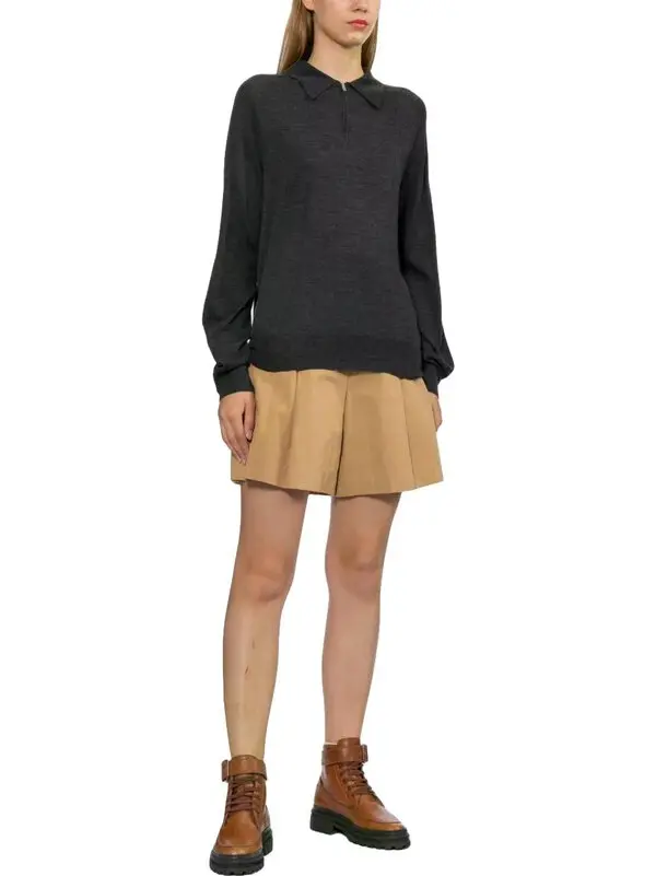 A.p.c. Zip-up Collared Knit Top - Grey