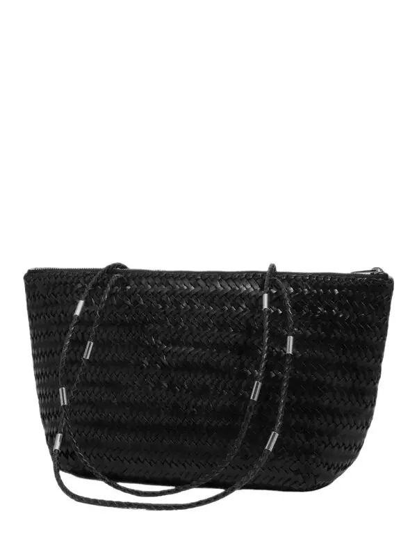 Bimba Y Lola Braided Leather Shopper Bag - Black