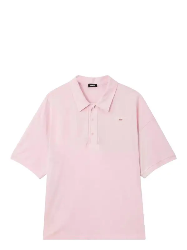 We11Done Embroidered Oversized Polo Shirt - Pink