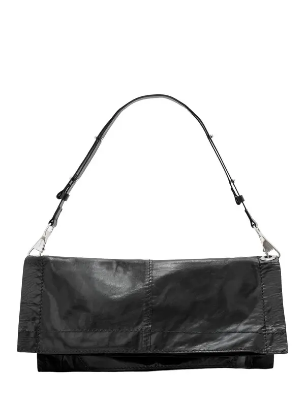 ALLSAINTS Lutece Fold Leather Shoulder Bag - Black