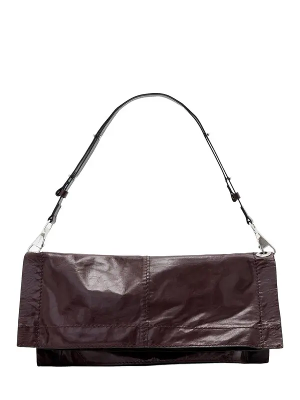 ALLSAINTS Lutece Fold Leather Shoulder Bag - Red