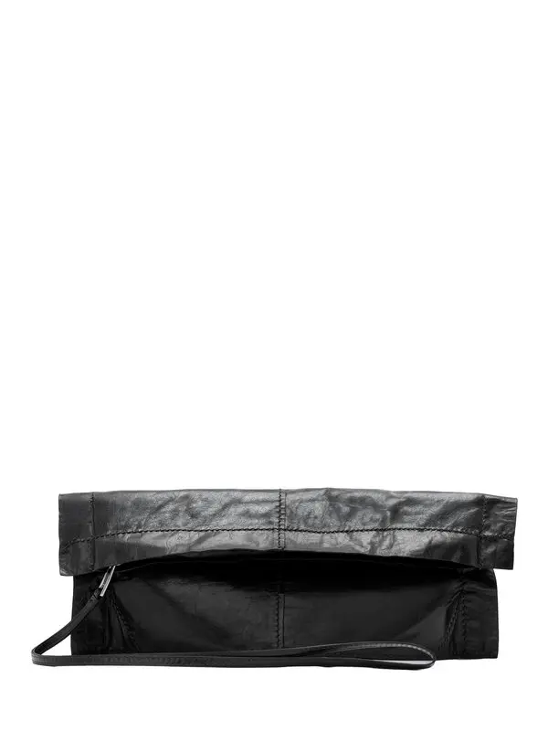 ALLSAINTS Lutece Fold Leather Clutch - Black