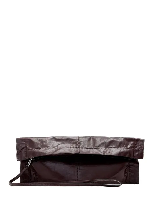 ALLSAINTS Lutece Fold Leather Clutch - Red