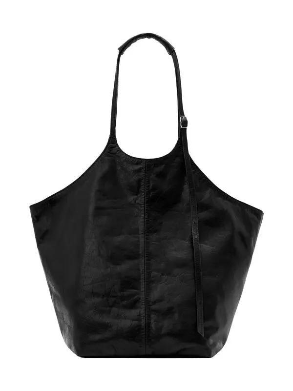 ALLSAINTS Siloh Leather Magazine Tote Bag - Black