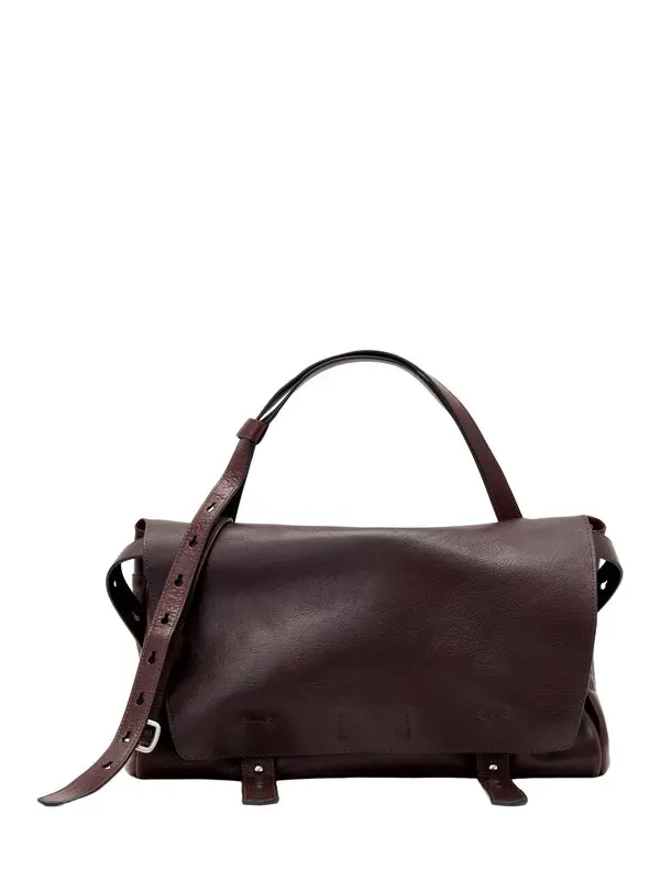 ALLSAINTS Joan Medium Leather Satchel - Burgundy Red