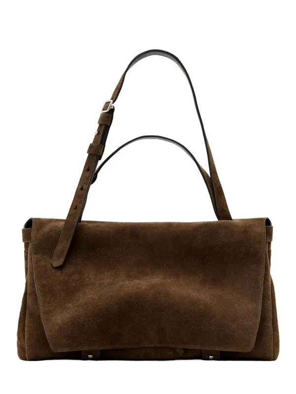 ALLSAINTS Joan Medium Suede Satchel - Green